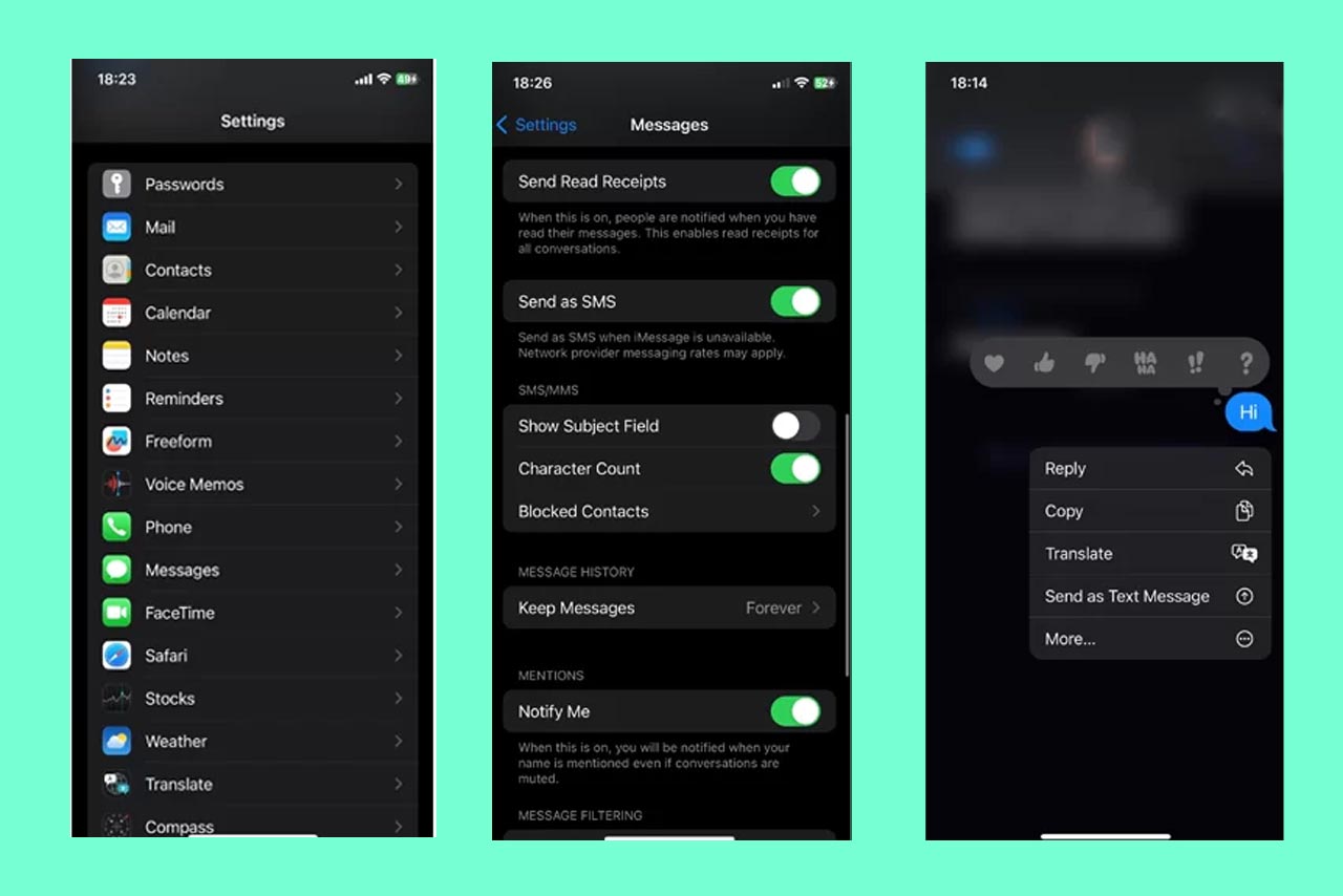 آموزش تنظیمات اس ام اس در آیفون (تک سیم و دو سیم کارت)